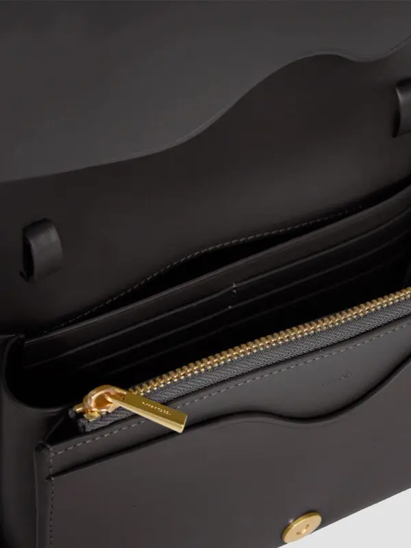 Vince Leather Crossbody Wallet - Black