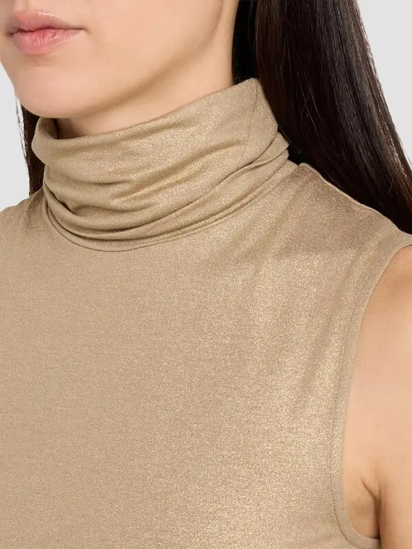Majestic Filatures Soft Touch Metallic Sleeveless Turtleneck Top