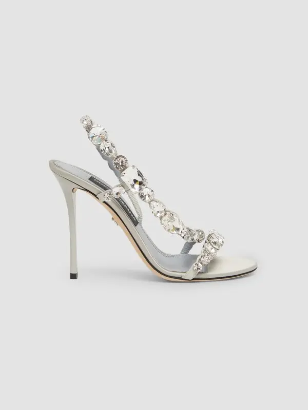 Dolce & Gabbana Embellished Leather Sandals - Silver