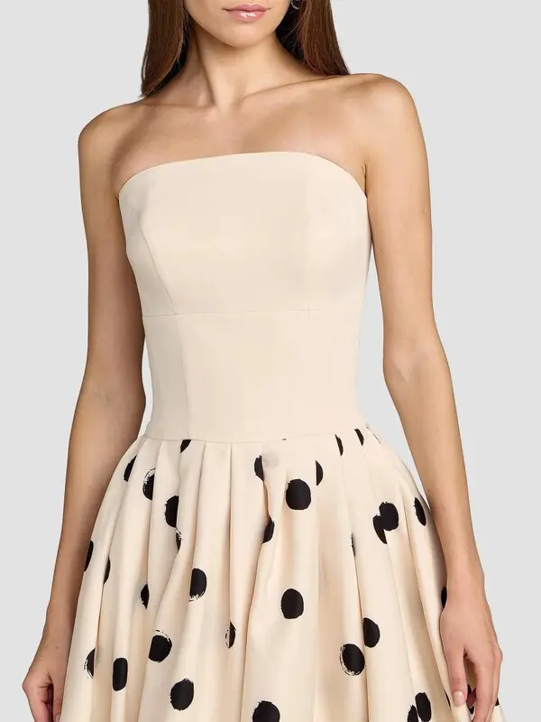Mac Duggal Polka Dot Crepe Strapless Midi-dress