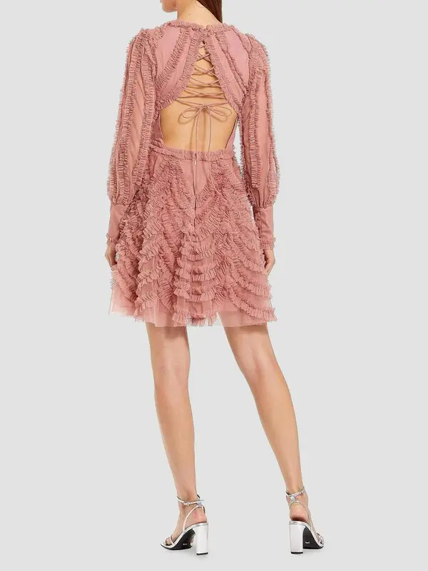 Mac Duggal Micro Ruffled Mesh Minidress
