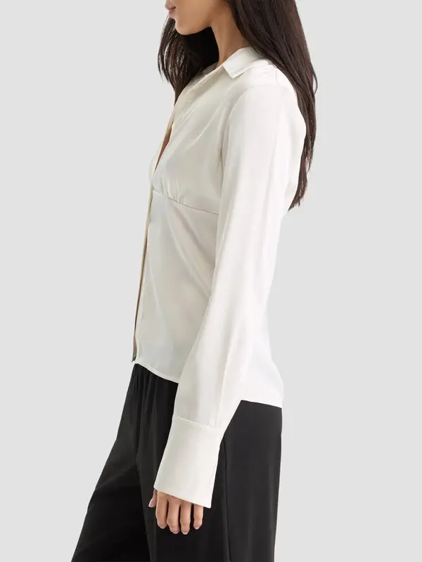 Good American Ruched Satin Shirt