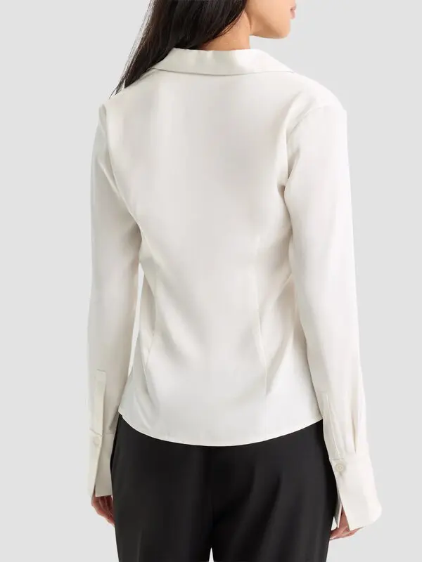 Good American Ruched Satin Shirt
