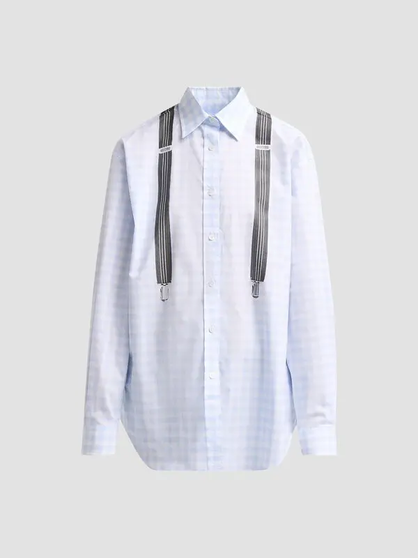 Moschino Suspender Print Check Cotton Shirt - Multi Violet