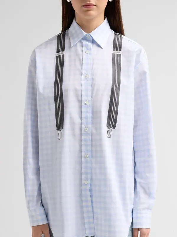 Moschino Suspender Print Check Cotton Shirt