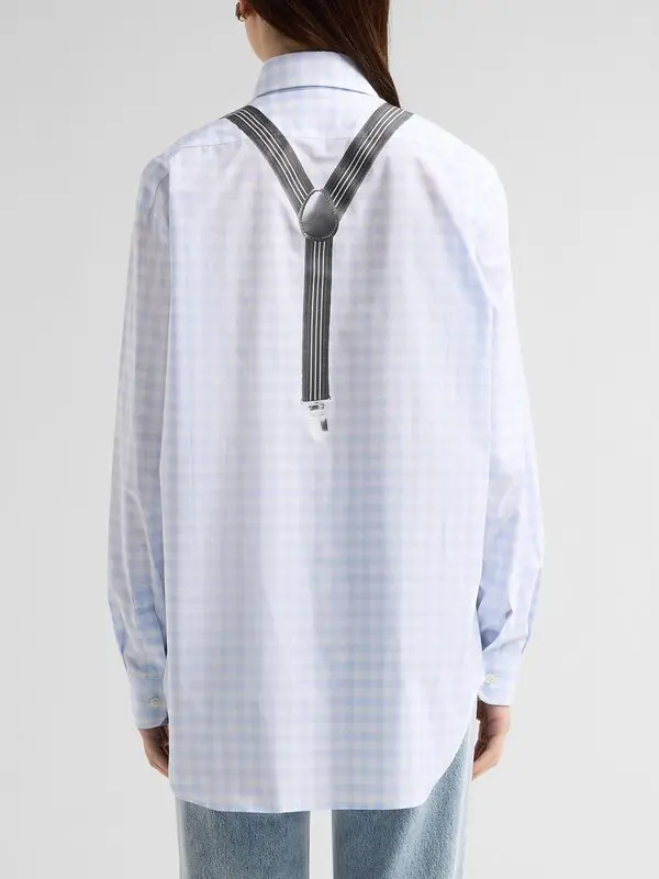 Moschino Suspender Print Check Cotton Shirt