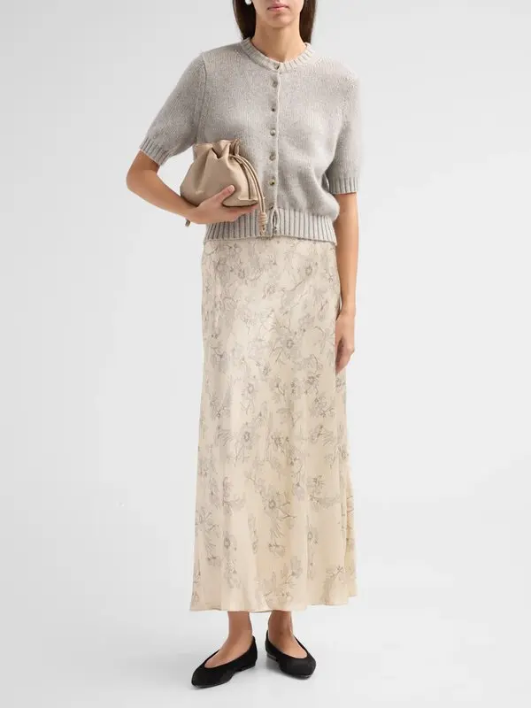 Alberta Ferretti Floral Satin Maxi Skirt