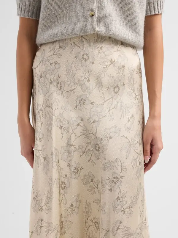 Alberta Ferretti Floral Satin Maxi Skirt