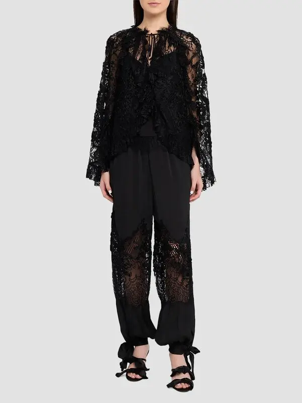 Kobi Halperin Corrine Lace Bow-cuff Pants
