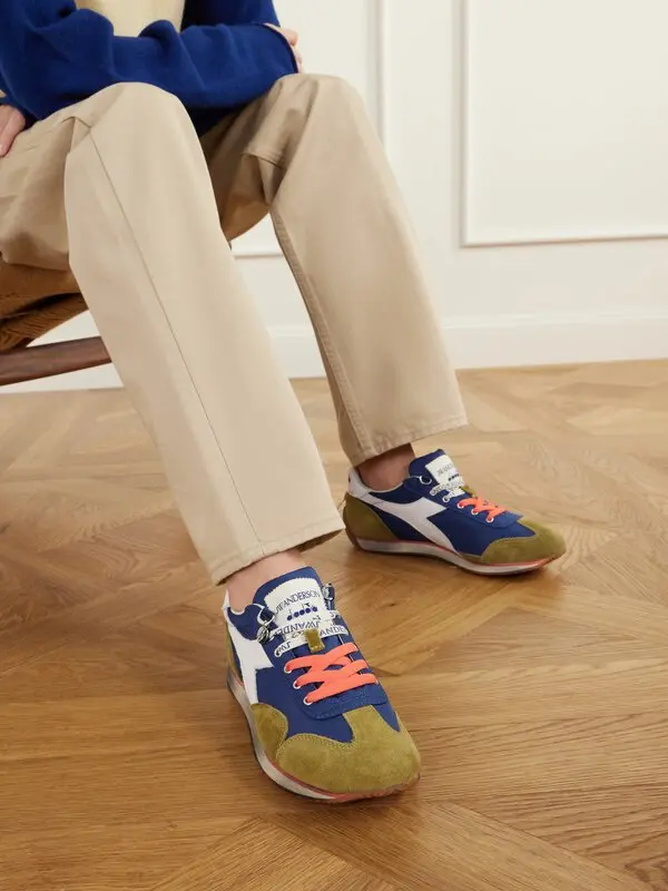 JW Anderson Diadora Equipe Leather And Suede-trimmed Shell Sneakers
