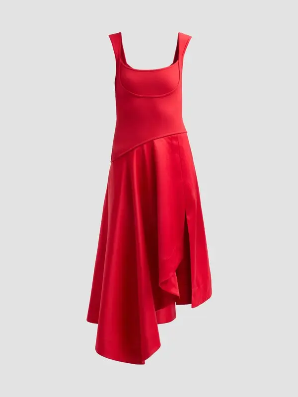 AMUR Scarlet Asymmetric Midi Dress
