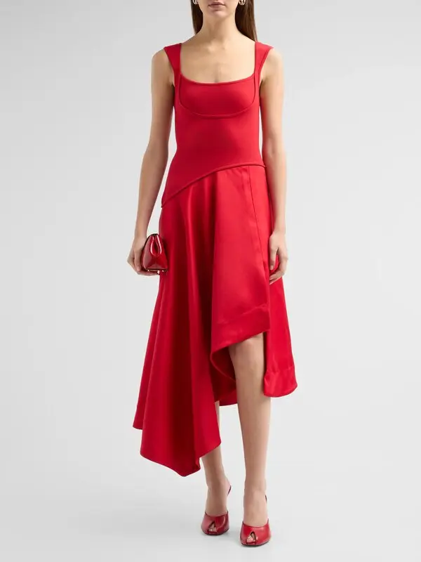 AMUR Scarlet Asymmetric Midi Dress