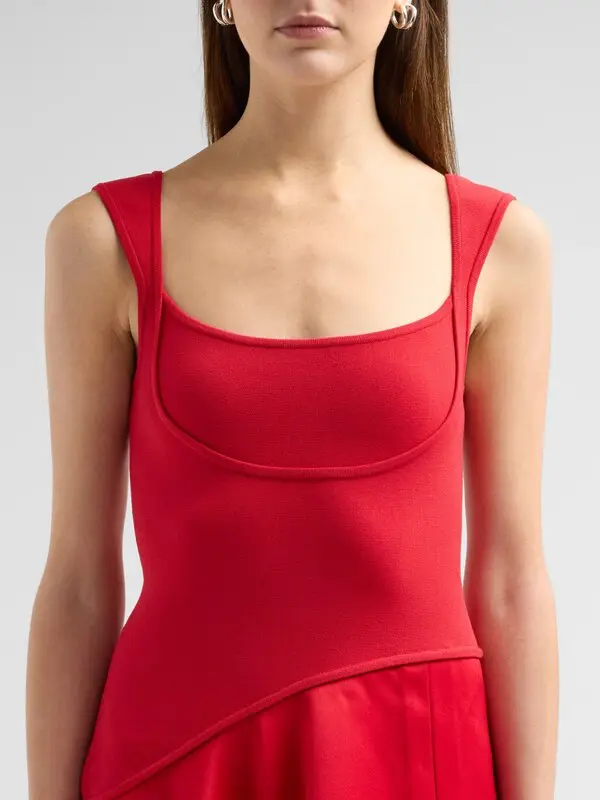 AMUR Scarlet Asymmetric Midi Dress