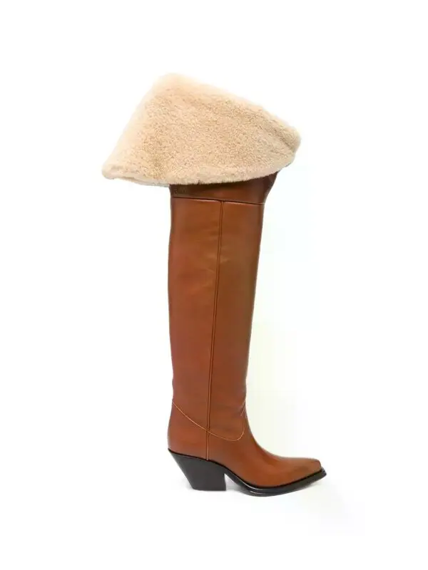 Chloé Azelan Shearling-trim Leather Boots