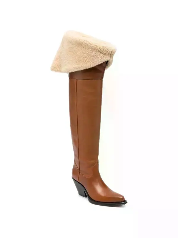 Chloé Azelan Shearling-trim Leather Boots