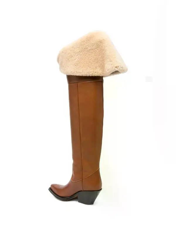 Chloé Azelan Shearling-trim Leather Boots