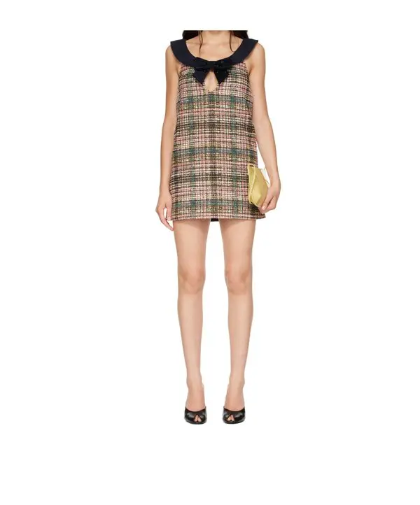 SHUSHU/TONG Tweed Bow-detail Mini Dress - Multicolor