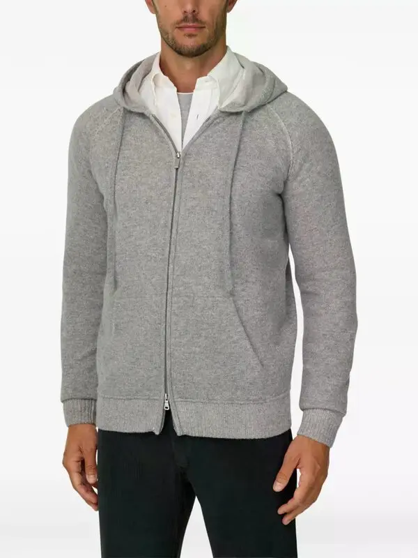 Boggi Milano Cashmere-blend Full Zip-hooded Sweater