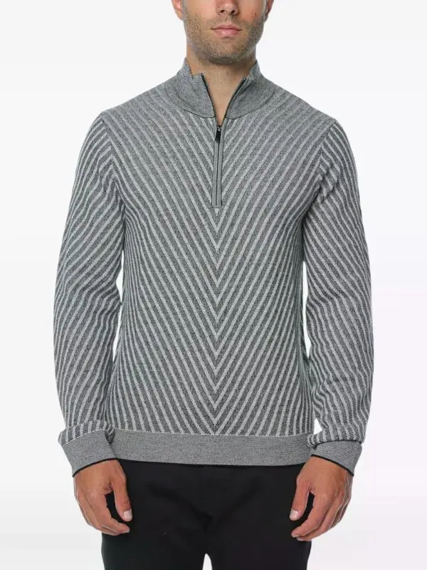 Emporio Armani Chevron-knit Half-zip Pullover