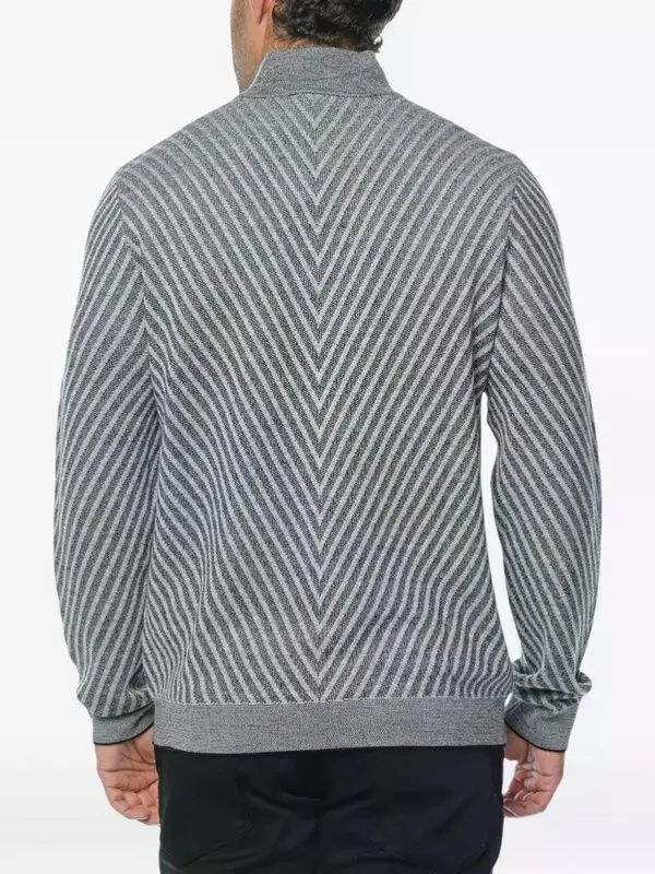 Emporio Armani Chevron-knit Half-zip Pullover