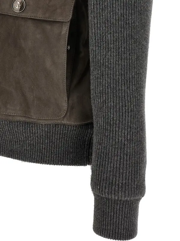 Brunello Cucinelli Suede And Wool Jacket - Gray