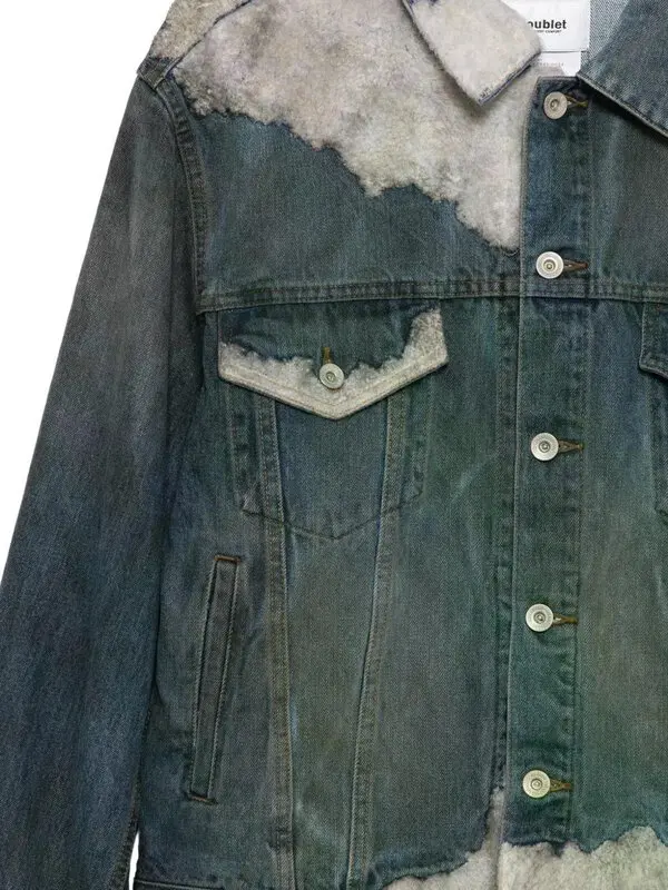 DOUBLET Fleece-trim Faded Denim Jacket