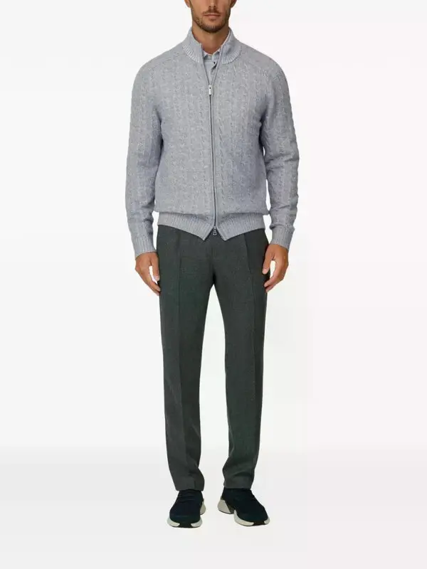 Boggi Milano Roll Neck Jumper Full-zip Cashmere Wool Plated