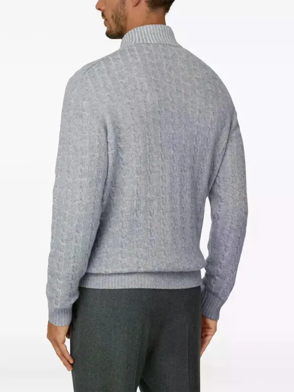 Boggi Milano Roll Neck Jumper Full-zip Cashmere Wool Plated