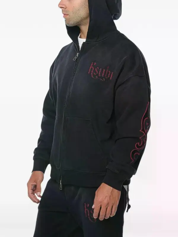 Ksubi Paise Embroidered Zip-up Hoodie