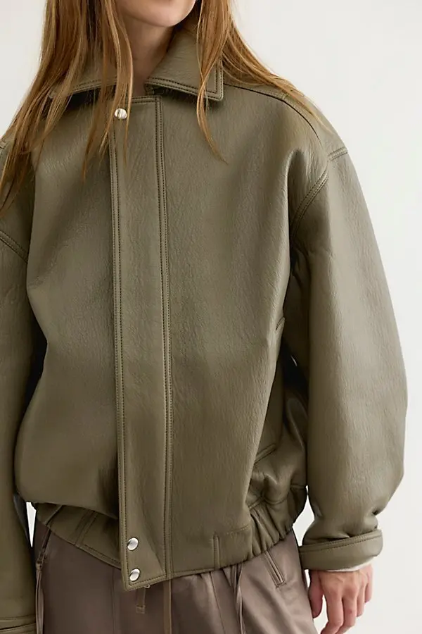 AGOLDE Ona Vegan Leather Bomber Jacket - Canopy