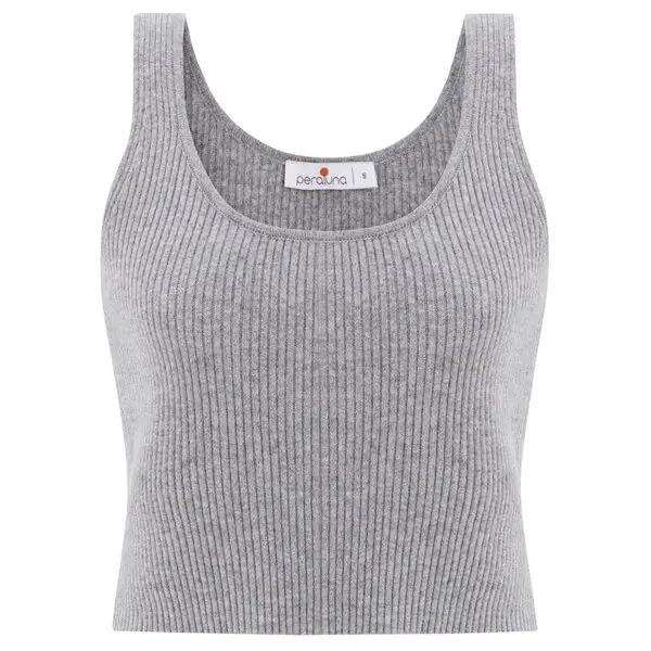 PERALUNA Cashmere Blend Crop Fit Ribbed Knitwear Singlet Melange