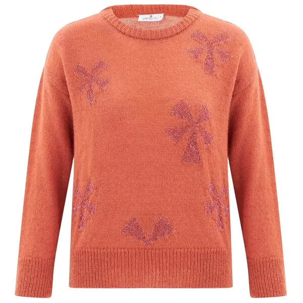 PERALUNA Glittery Mill Patterned Alpaca Blend Knitwear Pullover Dark Salmon
