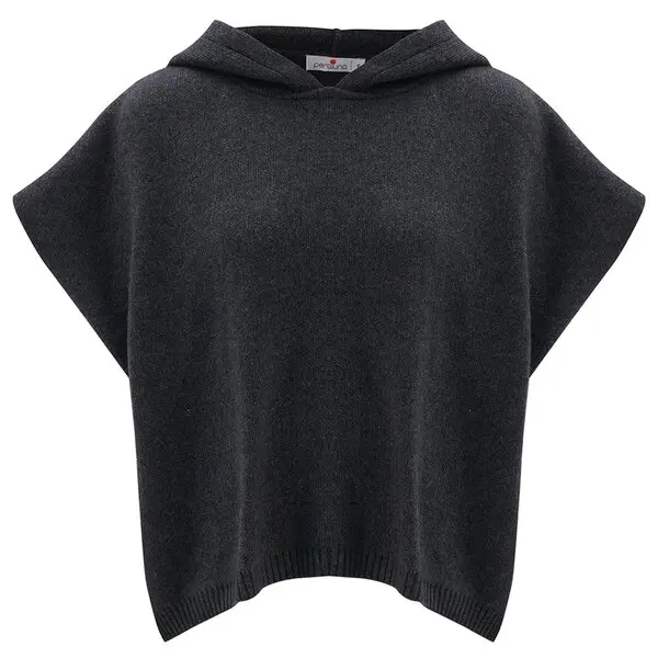 PERALUNA Hope Hooded Sleeveless Poncho In Antrasit