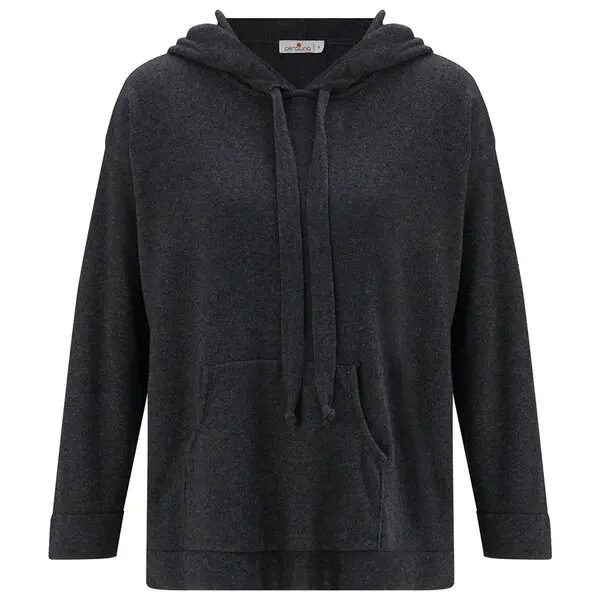PERALUNA Cashmere Blend Knit Hoodie Pullover Sweater Anthracite