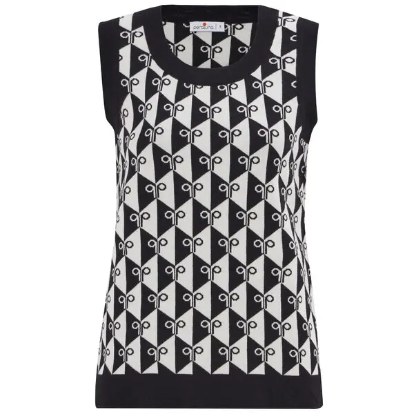 PERALUNA Jacquard Knitwear Sleeveless Sweater /ecru