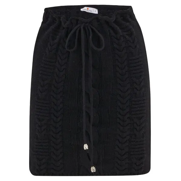 PERALUNA Cable Knit Cashmere Blend Knitwear Mini Skirt - Black