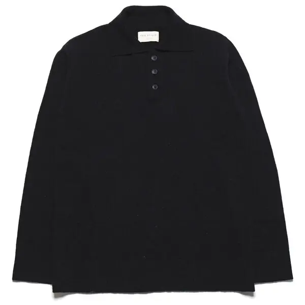 PERALUNA Kier Knitted Polo Black Lambswool Blend