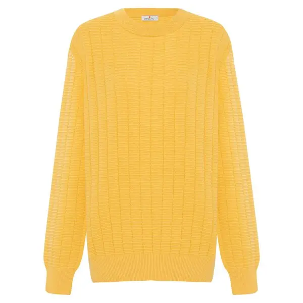 PERALUNA Zacha O-neck Waffle Knit Pullover