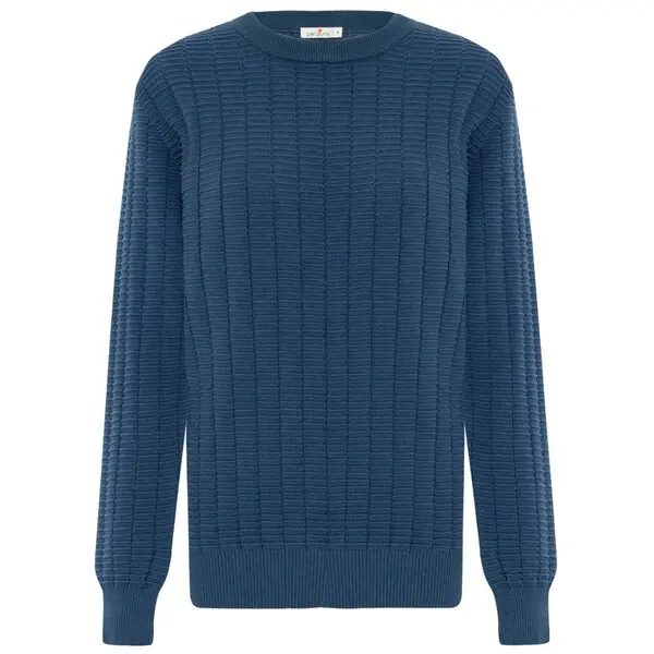 PERALUNA Zacha O-neck Waffle Knit Pullover