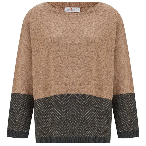 PERALUNA Mabel Pullover Jacquard Pattern Knit Jumper In Pale Taupe