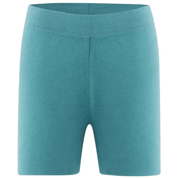 PERALUNA 100% Cotton Elastic Waist Shorts Turquoise