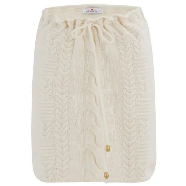 PERALUNA Cable Knit Cashmere Blend Knitwear Mini Skirt Ecru - White