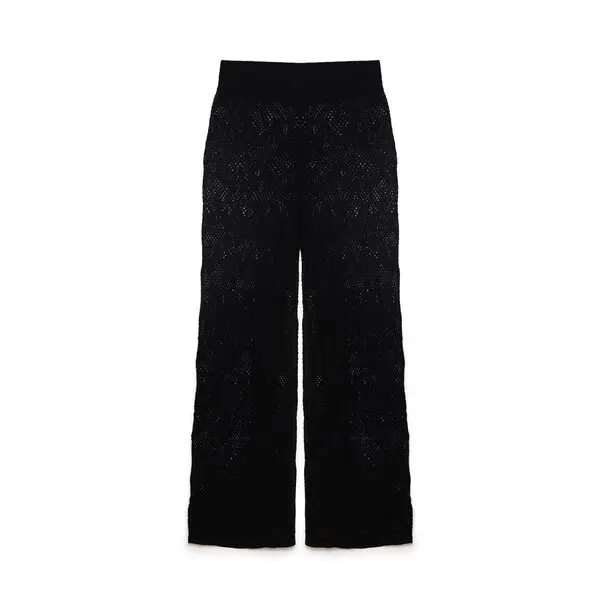 PERALUNA Emma Lace Knit Flared Trouser
