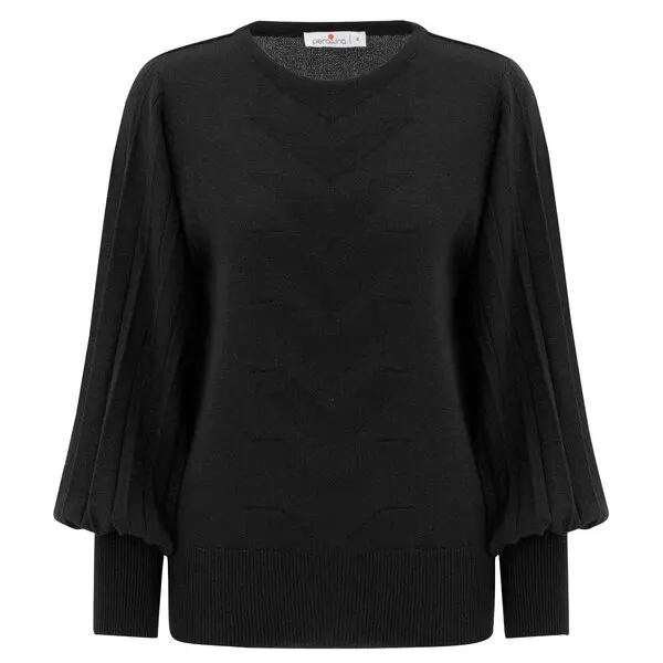 PERALUNA O-neck Subtle Glitter Detailed Knitwear Blouse - Black
