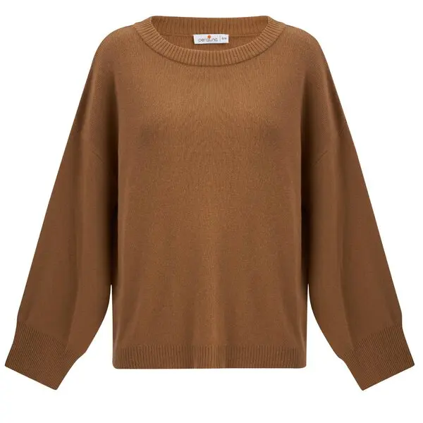 PERALUNA Kimono Sleeve O-neck Cashmere Blend Knitwear Pullover Camel