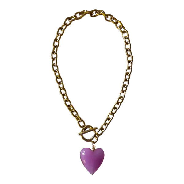 SCCOLLECTION Amore Glass Heart Necklace Muted Mauve
