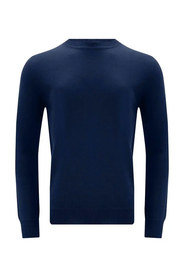 PERALUNA Basic Crew Neck Knitwear Pullover Navy