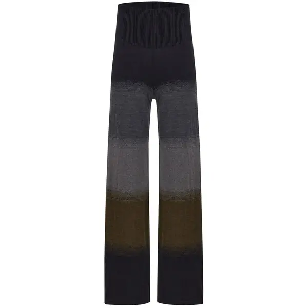 PERALUNA Color Transition Bell Bottom High-waisted Knit Trousers Black/grey