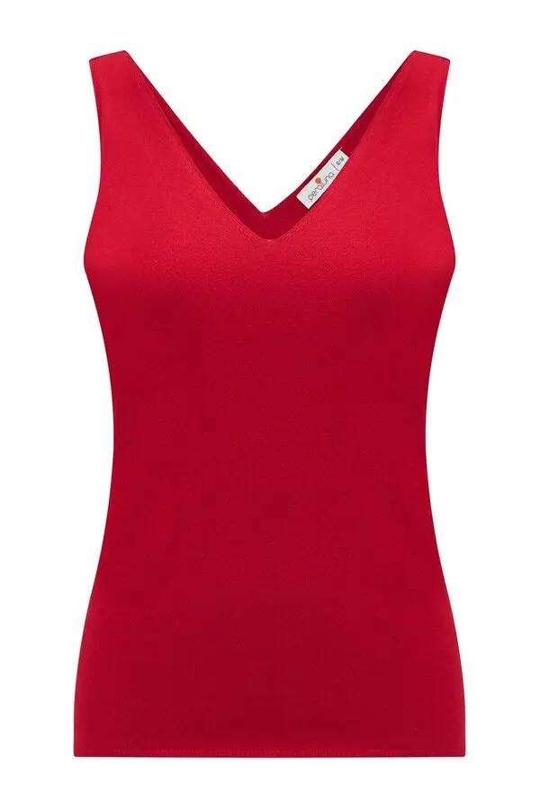 PERALUNA Ruby Top V-neck Fine Knit Tank Top