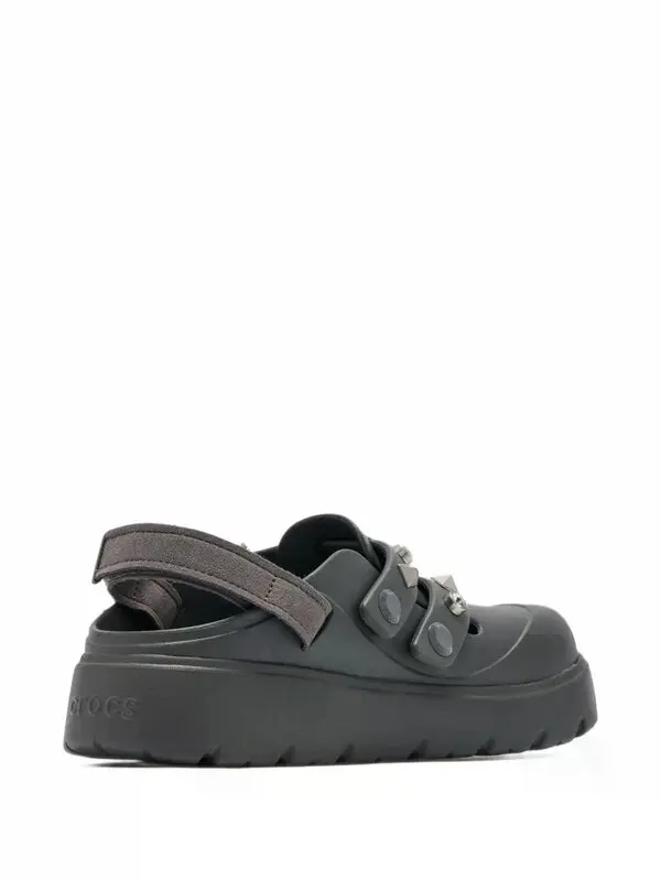 CROCS Loaferette Star Studded Buckle-strap Mules - Grey